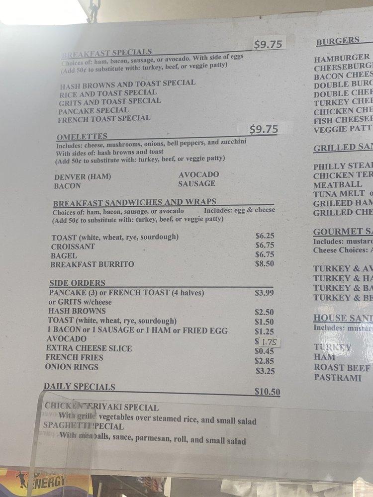 Menu at Railroad Stop Deli restaurant, Oakland