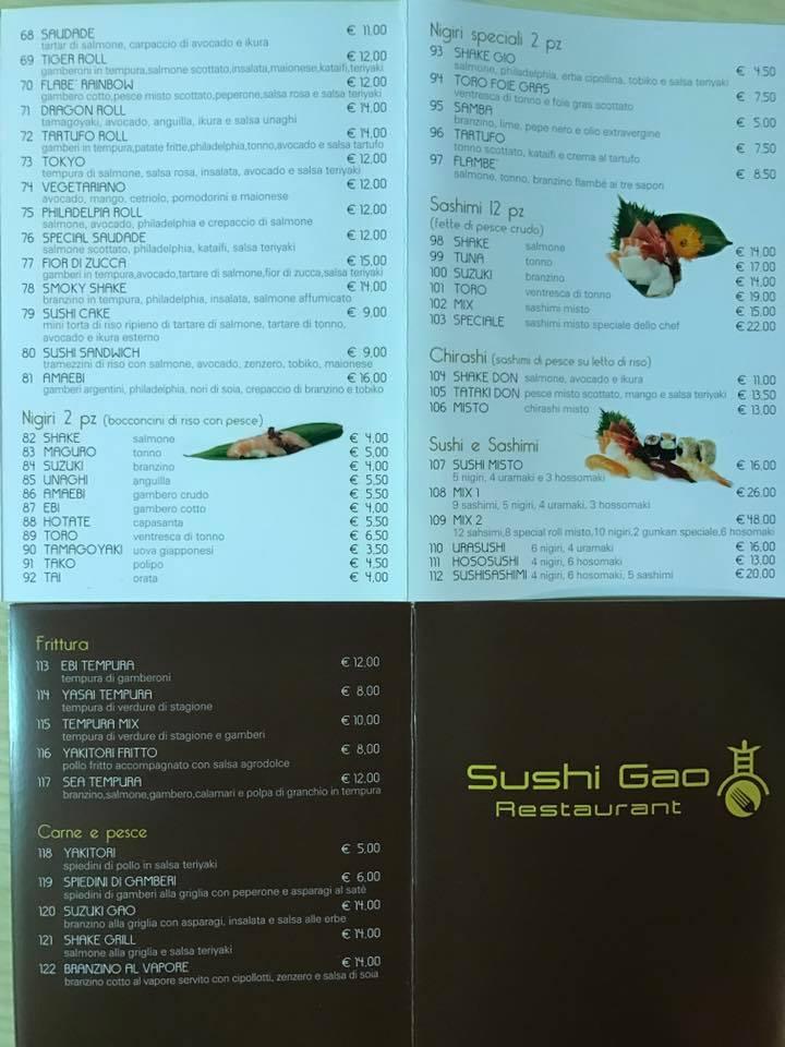 Menu at Hanami Sushi & Pizzeria ( Sushi Gao ), Campione d'Italia