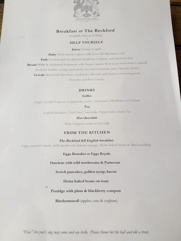 Menu at The Beckford Arms pub & bar, Tisbury