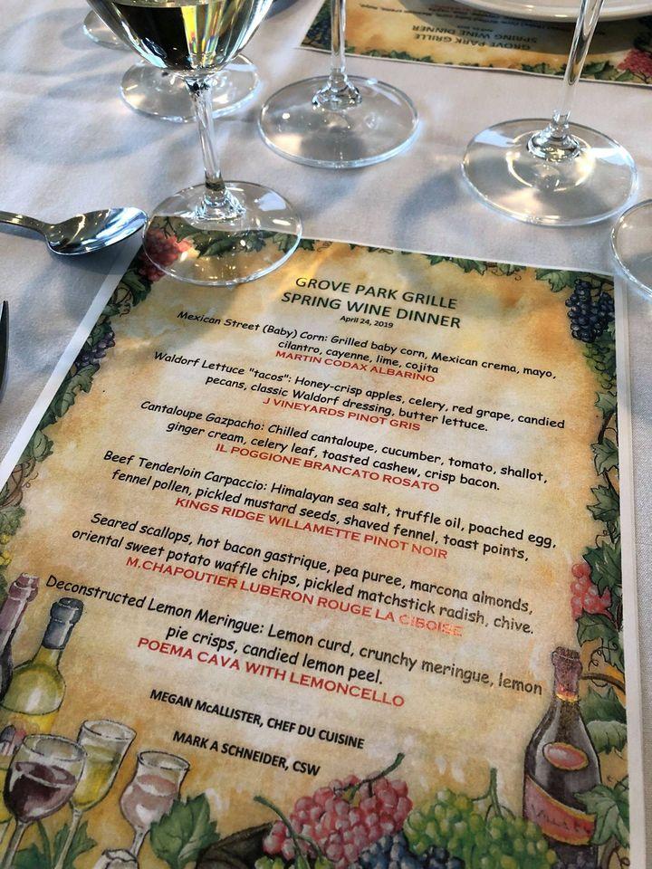 Menu at Grove Park Grille pub & bar, Cincinnati