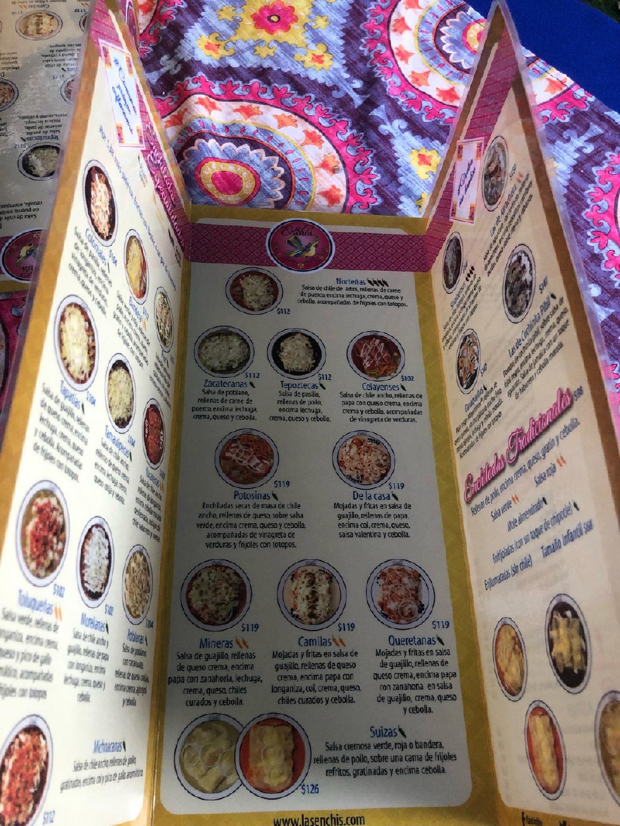 Carta del restaurante Las Enchis, Tlalnepantla, Calle Viveros del Asís ...