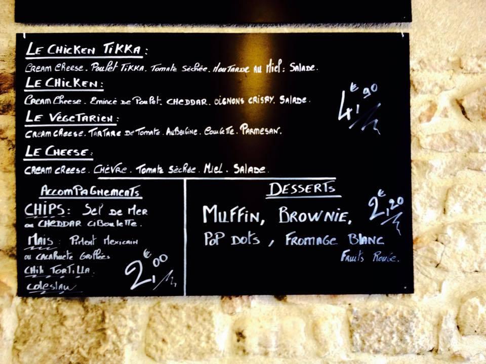 Menu at Les Bagels D'Agnès restaurant, Beaune