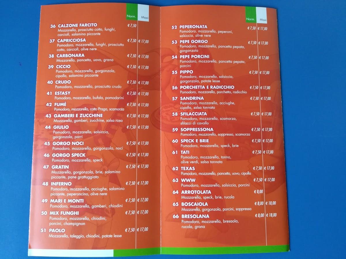 Menu da Punto Pizza da Maury pizzeria, Lido, Via Sandro Gallo