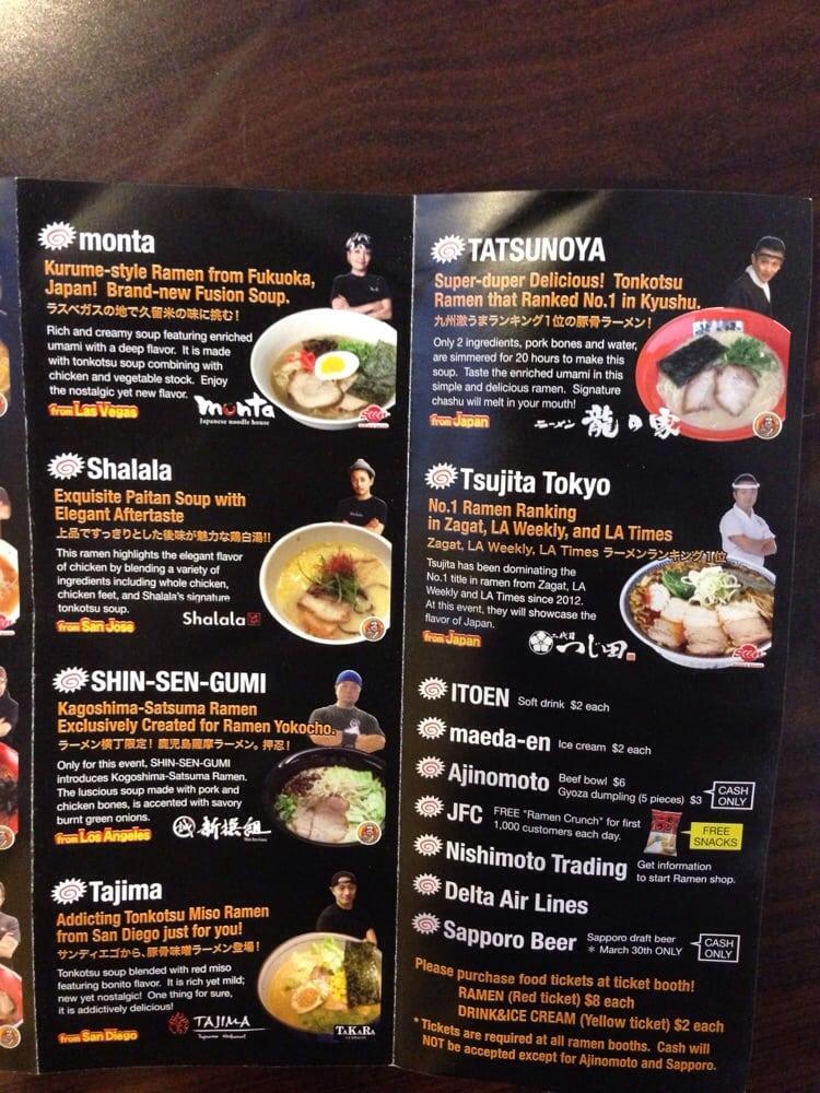 Menu at Ramen Yokocho Association restaurant, Arcadia