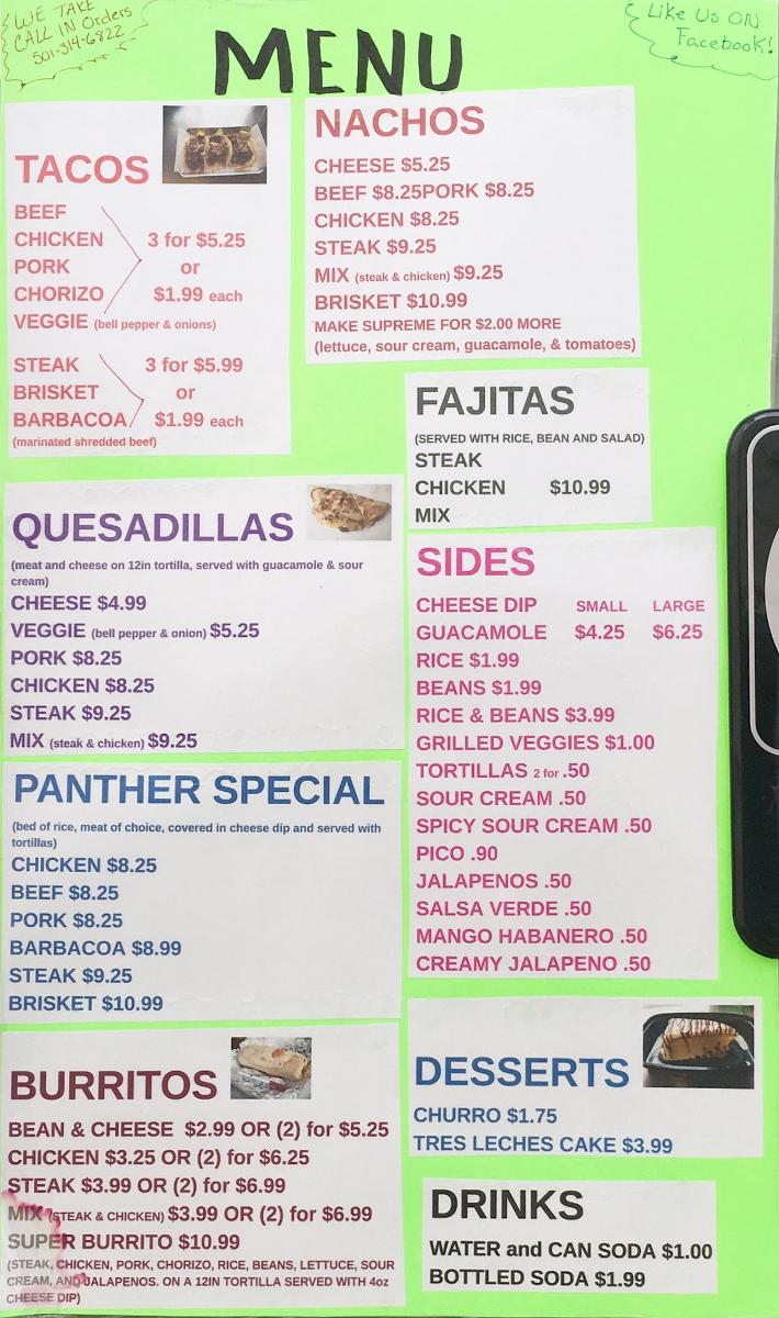 Menu at Taco Local restaurant, Greenbrier