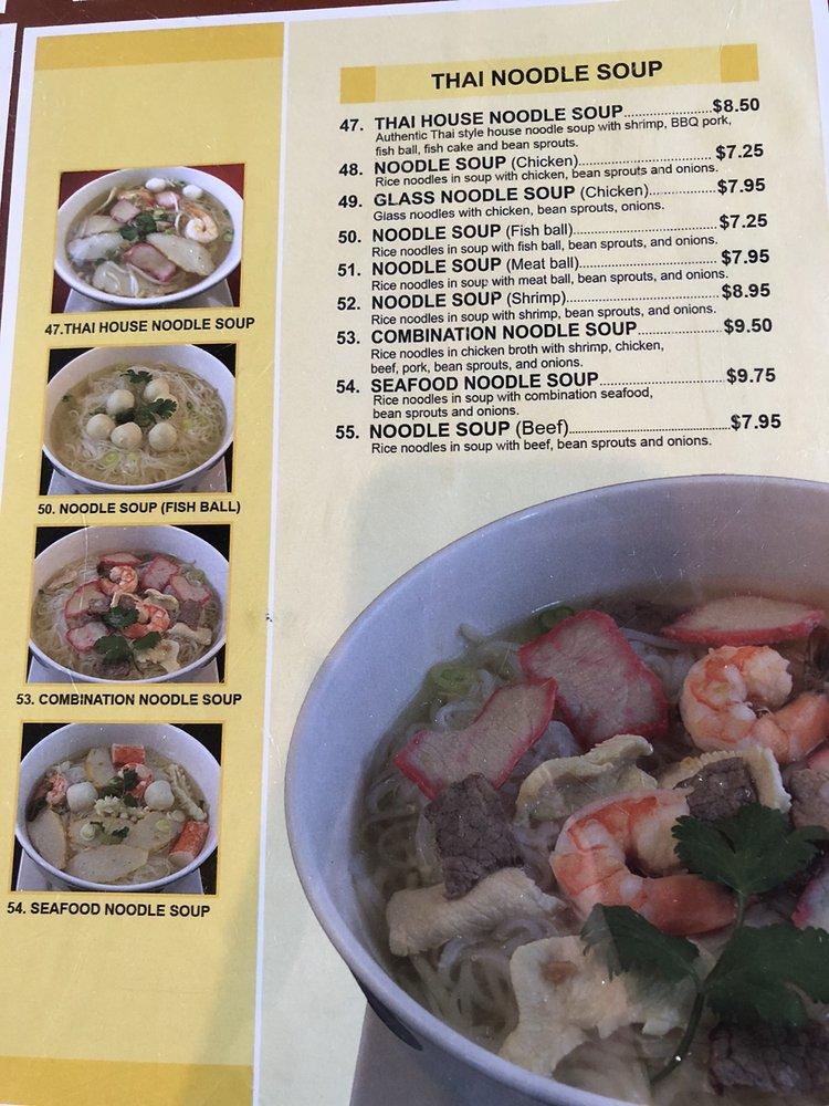 Menu at Thai Noodle House BBQ, Whittier