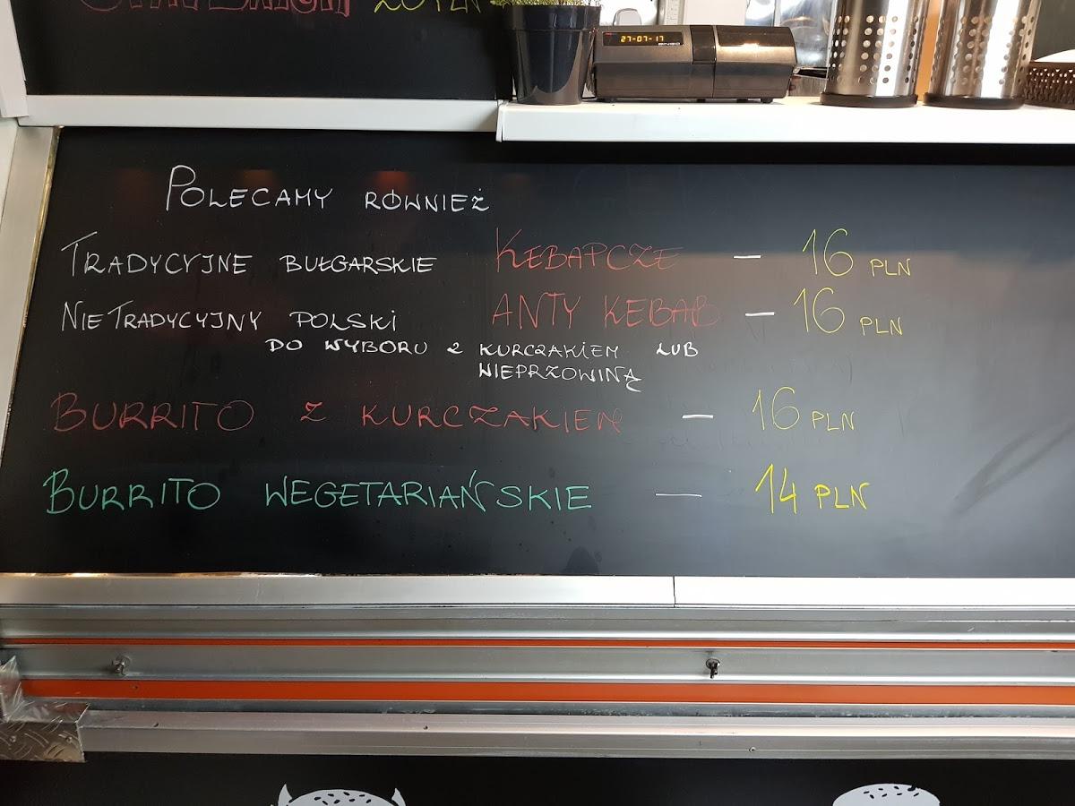 Menu at The Hunger Busters restaurant, Kraków