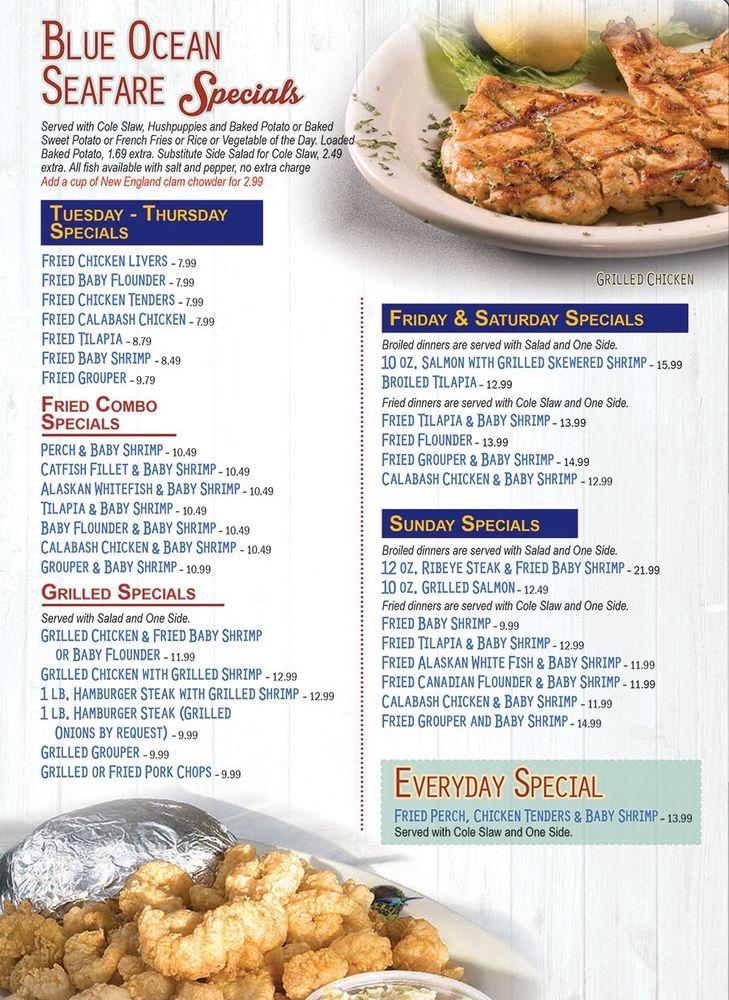 Menu at Blue Ocean Seafood Restaurant, Clinton