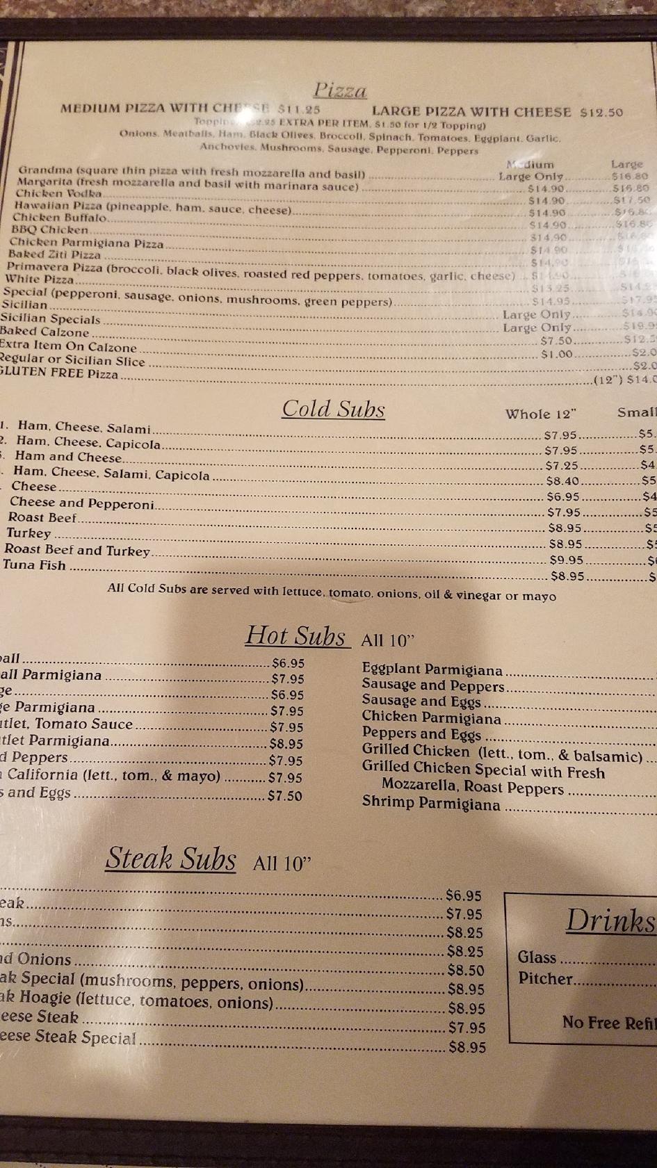 Menu at Dusal's Italian Restaurant, Freehold