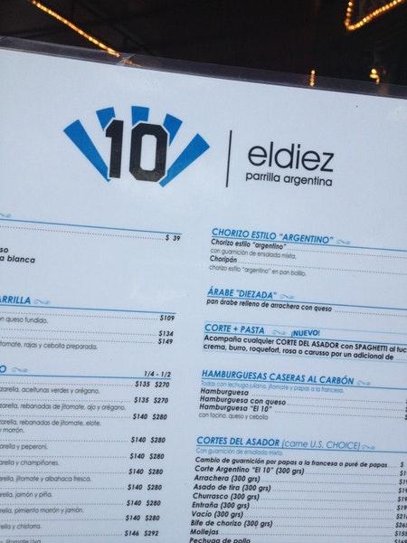 Menu at El 10 restaurant, Playa del Carmen, 5a Av.