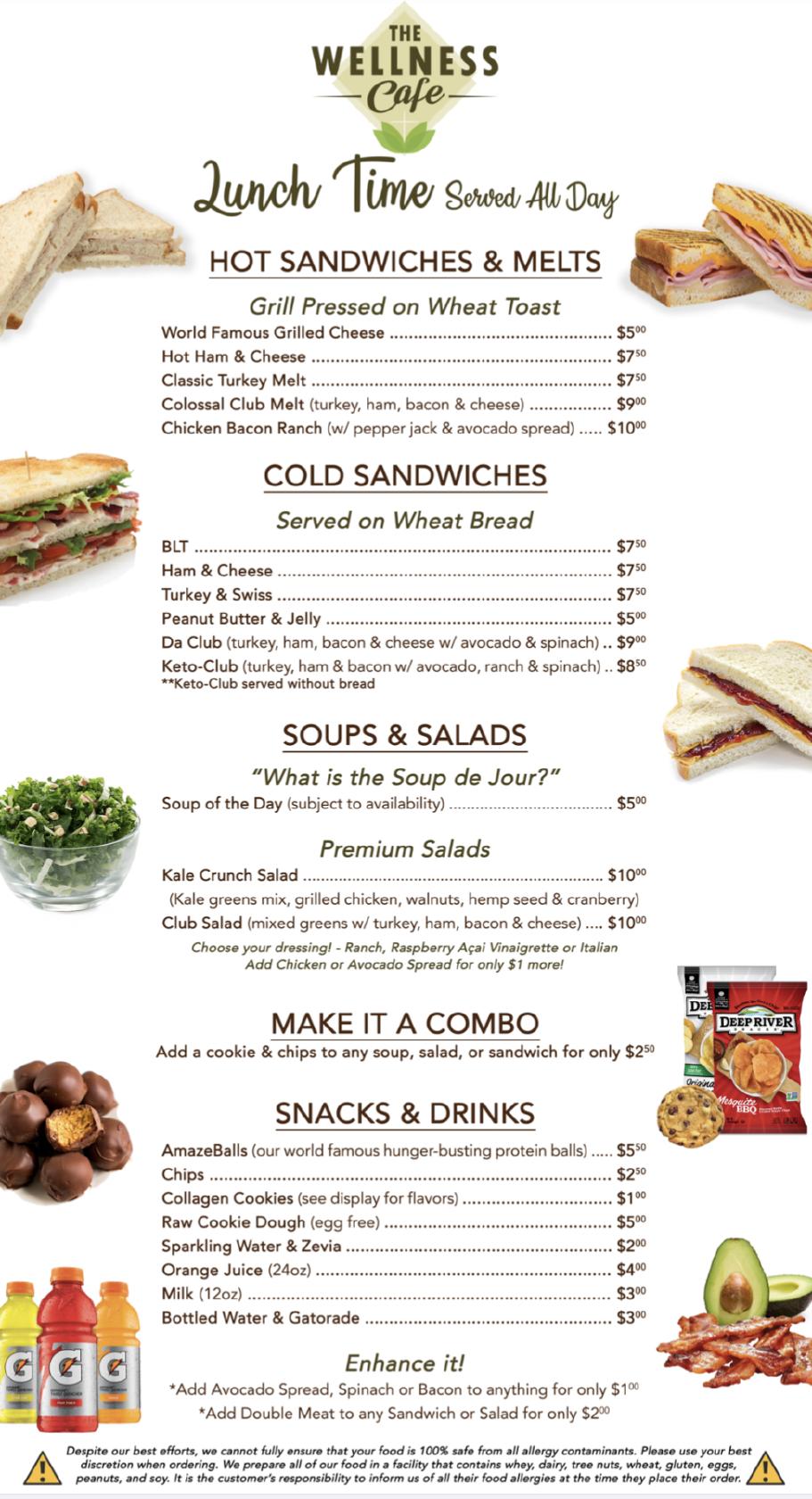 Menu at The Wellness Cafe, Kansas City