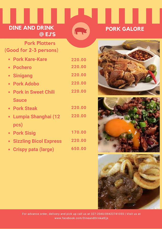 Menu at Dine And Drink @ EJ's Cafe And Bar, Davao City