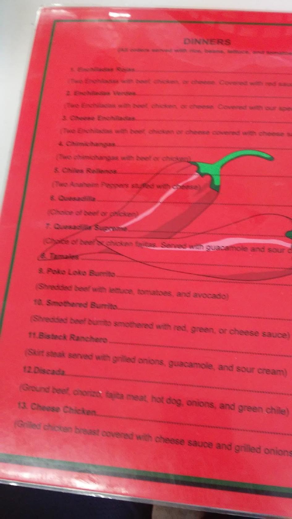 Menu at El Poko Loko restaurant, Clinton