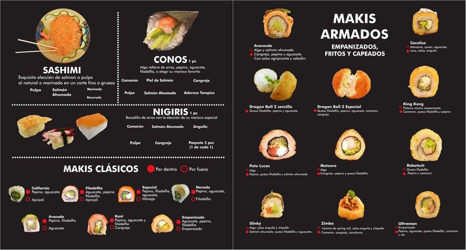 Menu at Godzilla Sushi restaurant, Tequisquiapan, Av. Juárez Pte. 8
