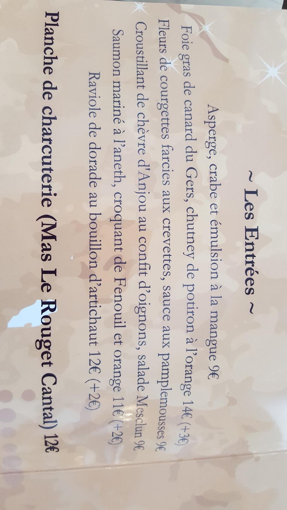 Menu at L'Orange Verte restaurant, Paris, 92 Rue de Maubeuge