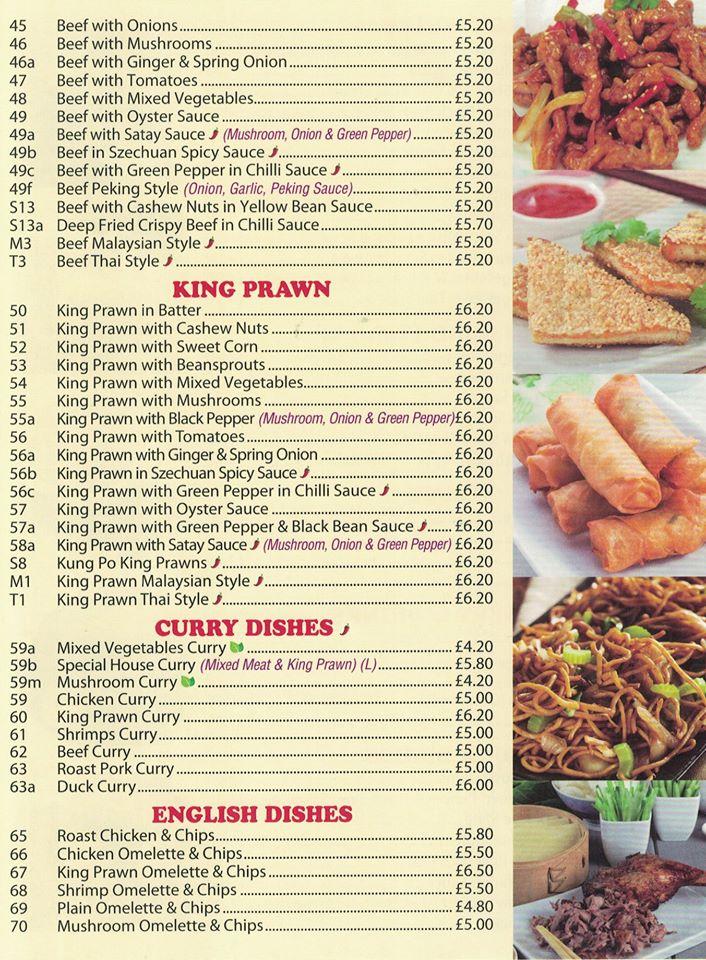 Menu at The Oriental fast food, Redhill