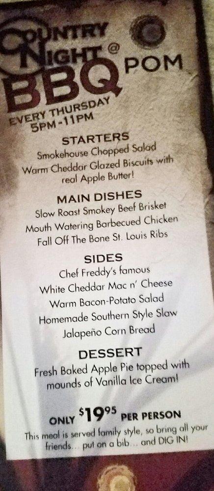 Menu at POM Restaurant, Indio, 84-245 Indio Springs Dr