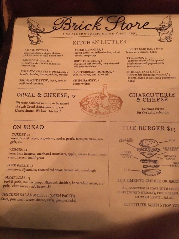 Menu at Brick Store Pub, Decatur