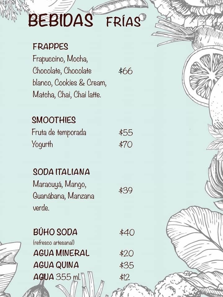 Menu at Bejuco Cafetería - Bar, Mexico City