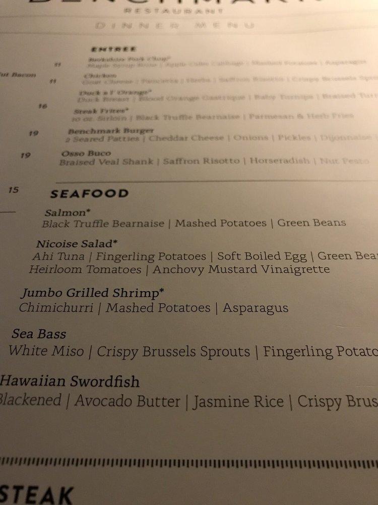 Menu at Benchmark Restaurant, Perrysburg