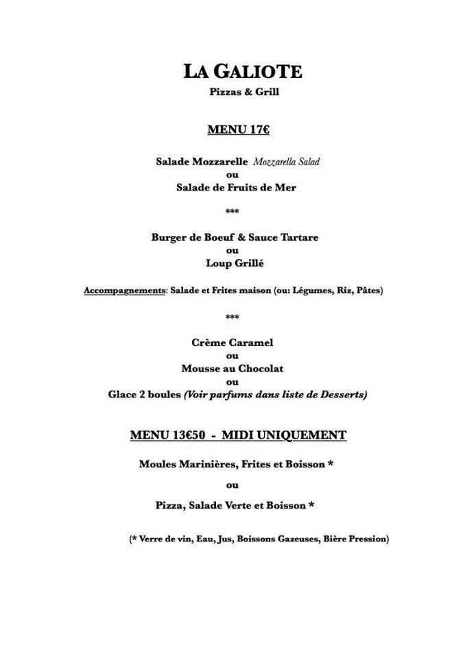 Menu au La Galiote pizzeria, Marseille, 2 Pl. aux Huiles