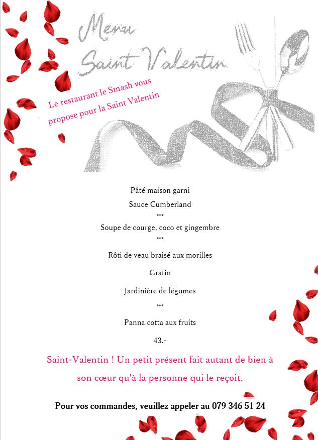 Menu at Le Smash, Granges-Paccot