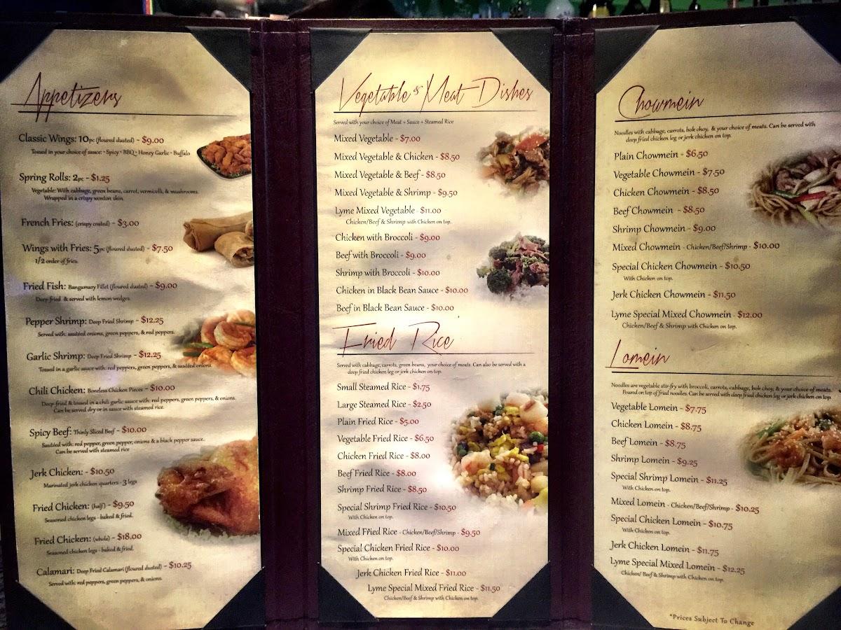 Menu at Tropical lyme restaurant, Toronto