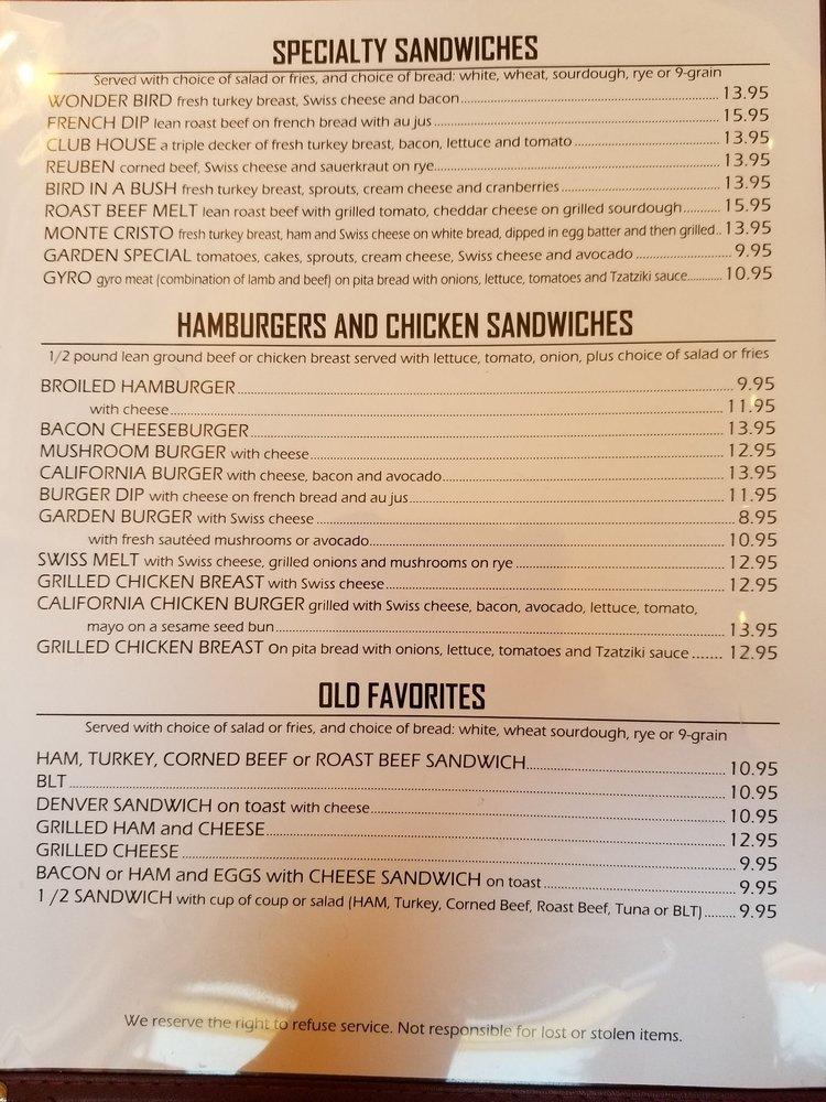 Menu at Queen Anne Cafe, Seattle