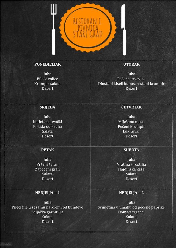 Menu at Restoran i Pivnica Stari grad restaurant, Đurđevac ...