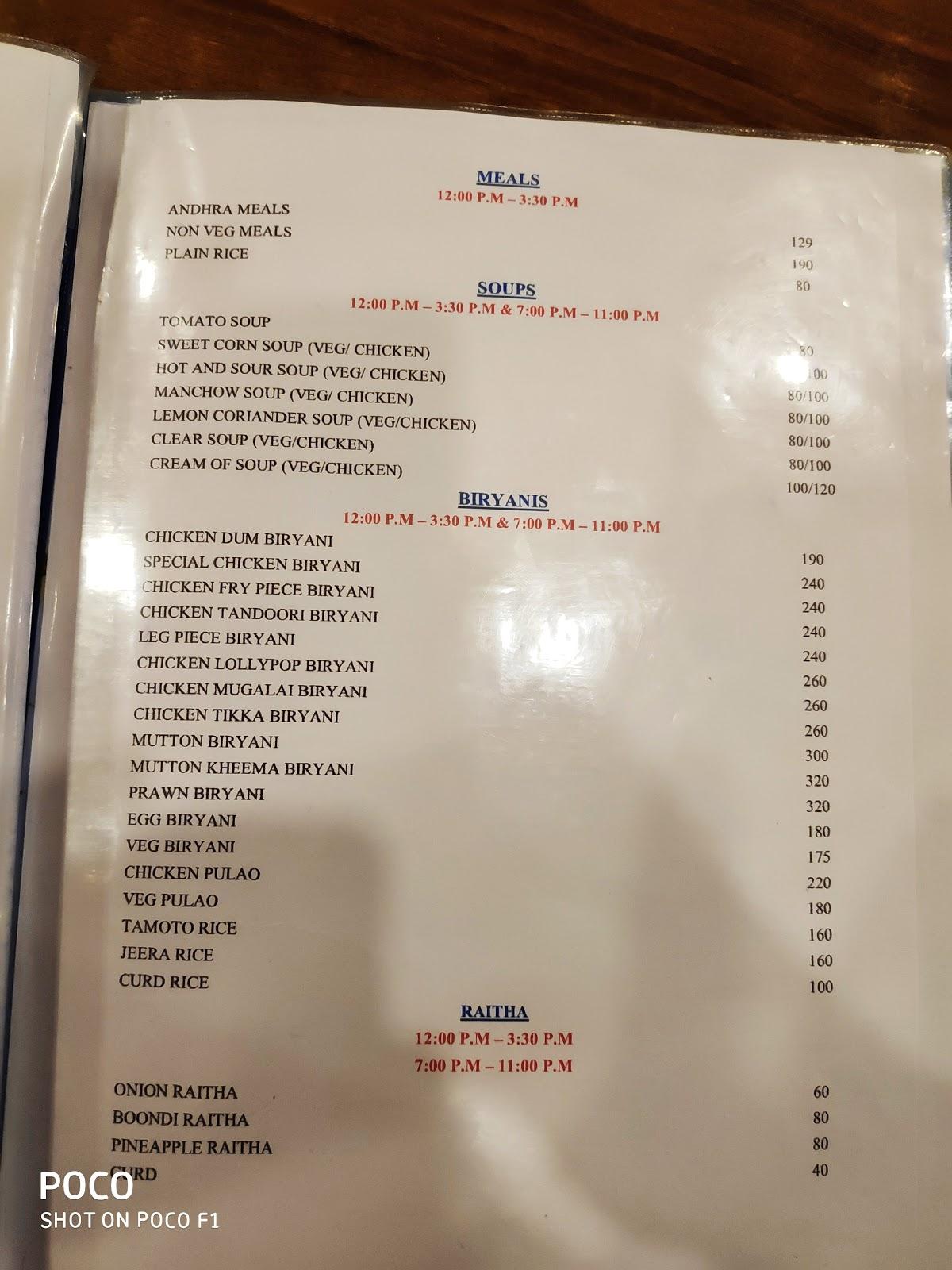 Menu at Runway 5-The Highway Restaurant, Ugginapalem