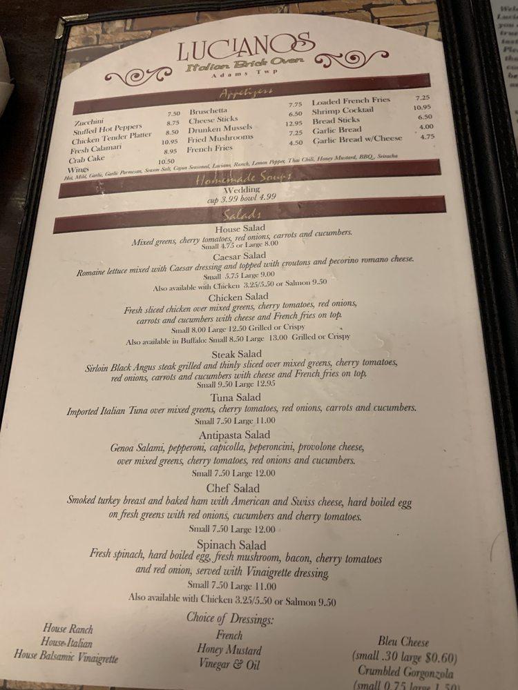 Inspiring Luciano S Italian Brick Oven Menu Pictures