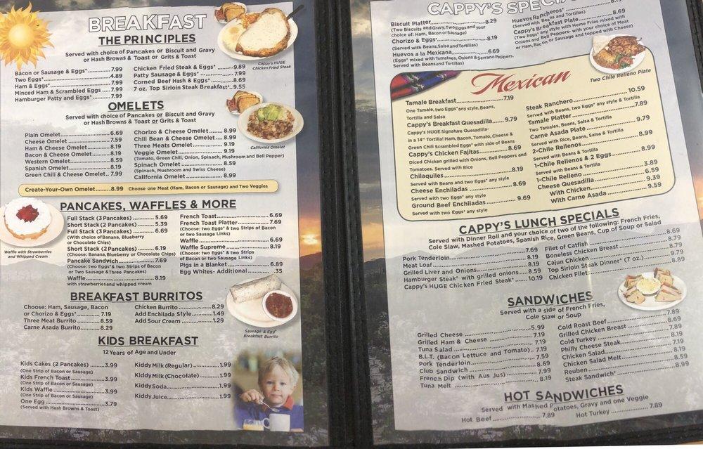 Carta de Cappy's Breakfast Cafe, Tucson