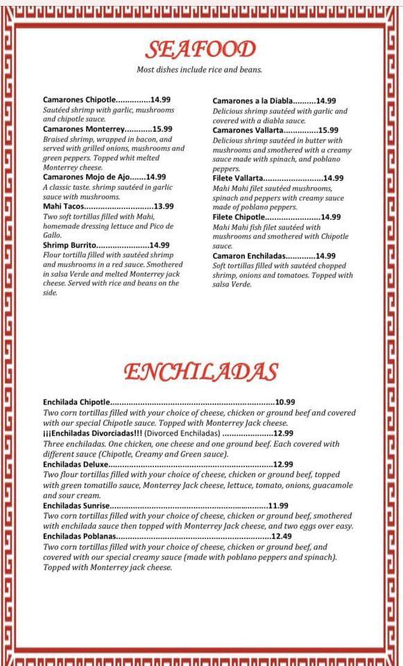 Menu at Casa Azteca Mexican Restaurant, Fort Pierce