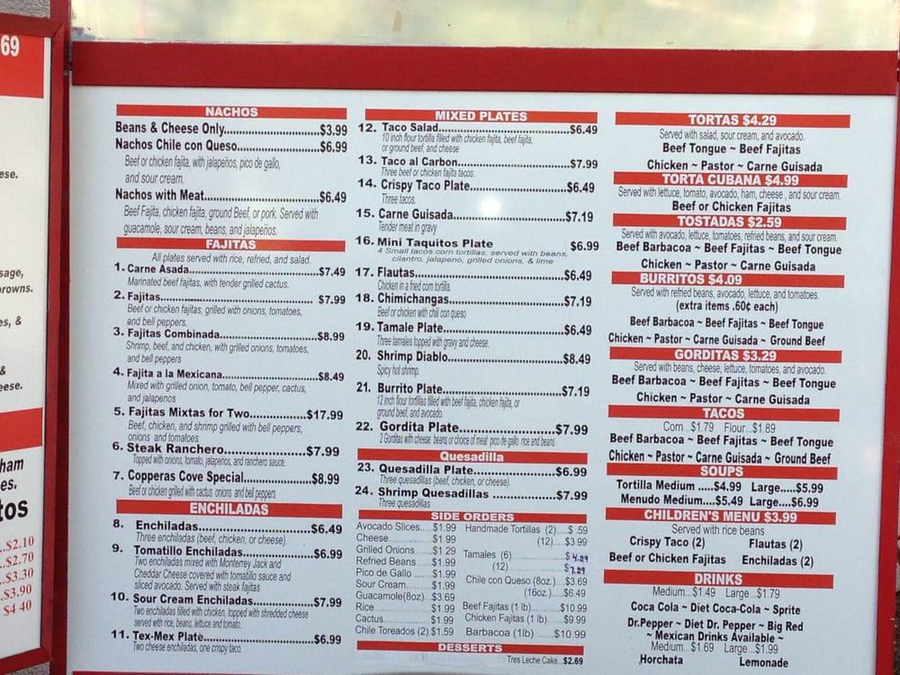 Menu at El Corral Restaurant, Copperas Cove