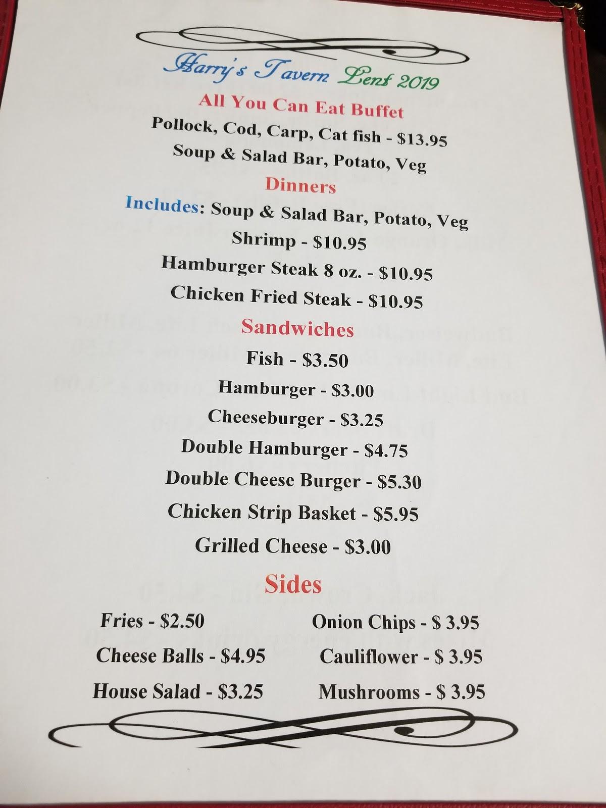 Menu at Harry's Restaurant, Valparaiso