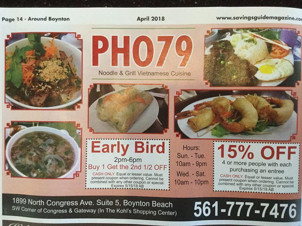 Menu at Pho 79 IV restaurant, Boynton Beach