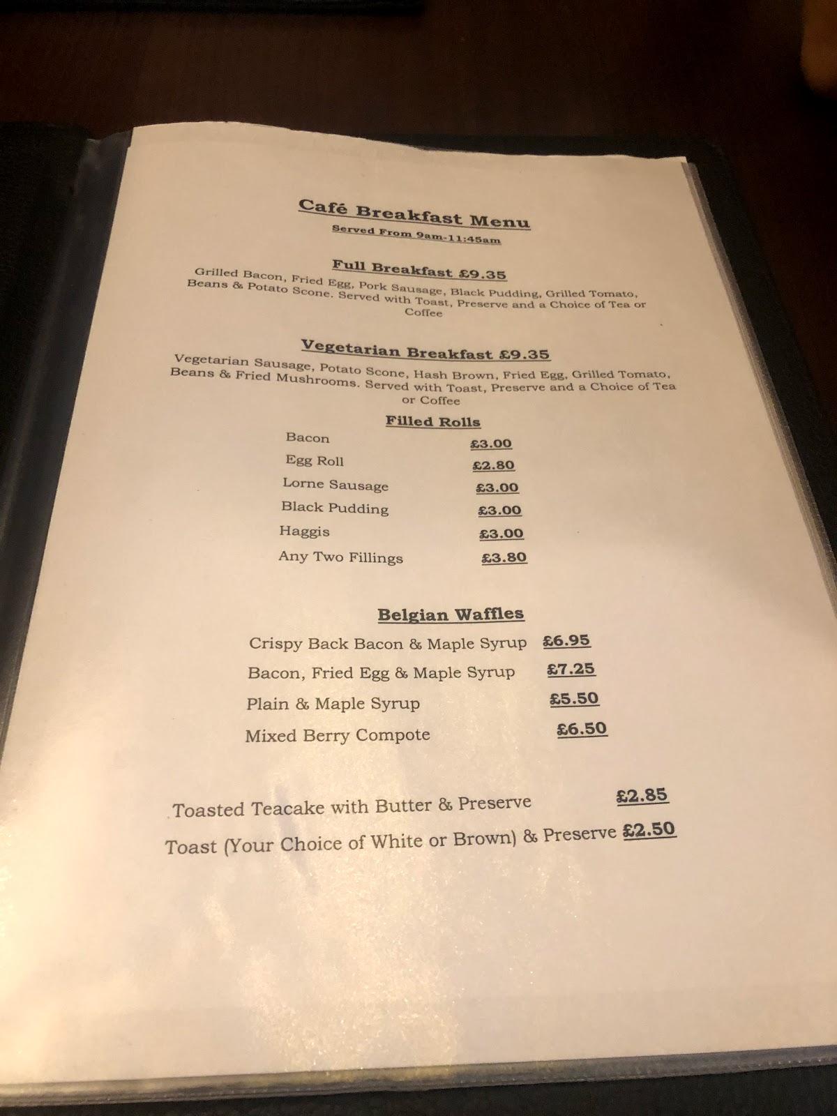 Menu at The Caledonian Cafe, Portree