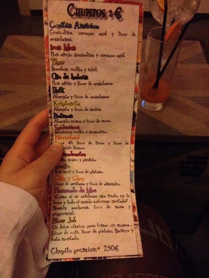 Menu at Twist & Shout Bar, Madrid