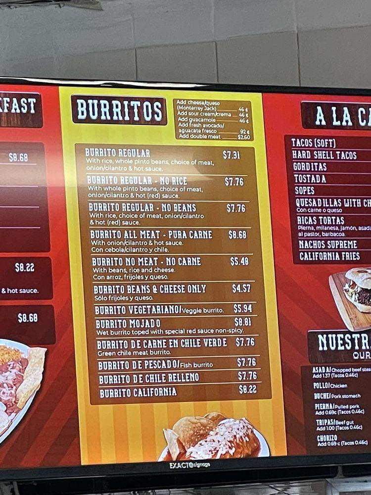 Menu at El Taco Llama. restaurant, Los Angeles, Corbin Ave # B
