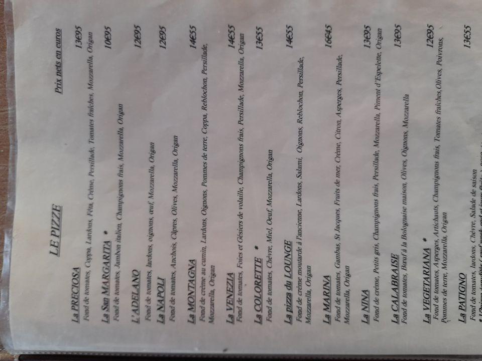 Menu at Le Lounge restaurant, Nevers