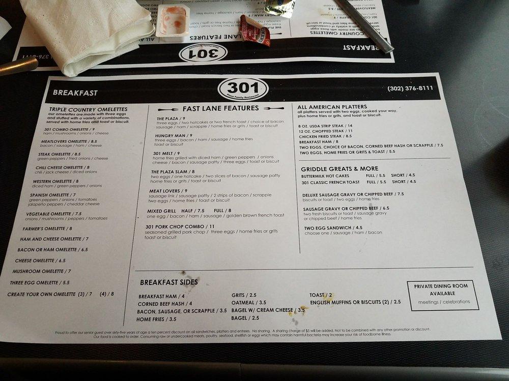 Menu at 301 Plaza Restaurant, Middletown