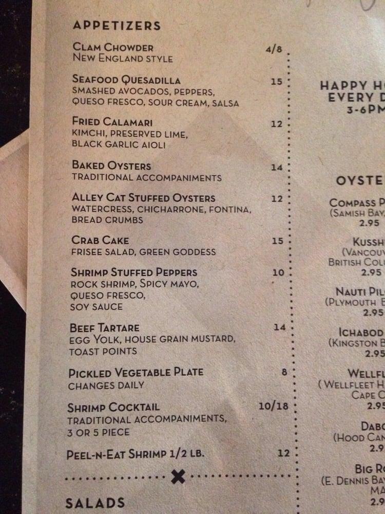Menu at Alley Cat Oyster Bar, Cleveland