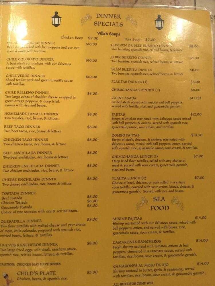 Menu at La Villa Mexican Restaurant, Bethel Island