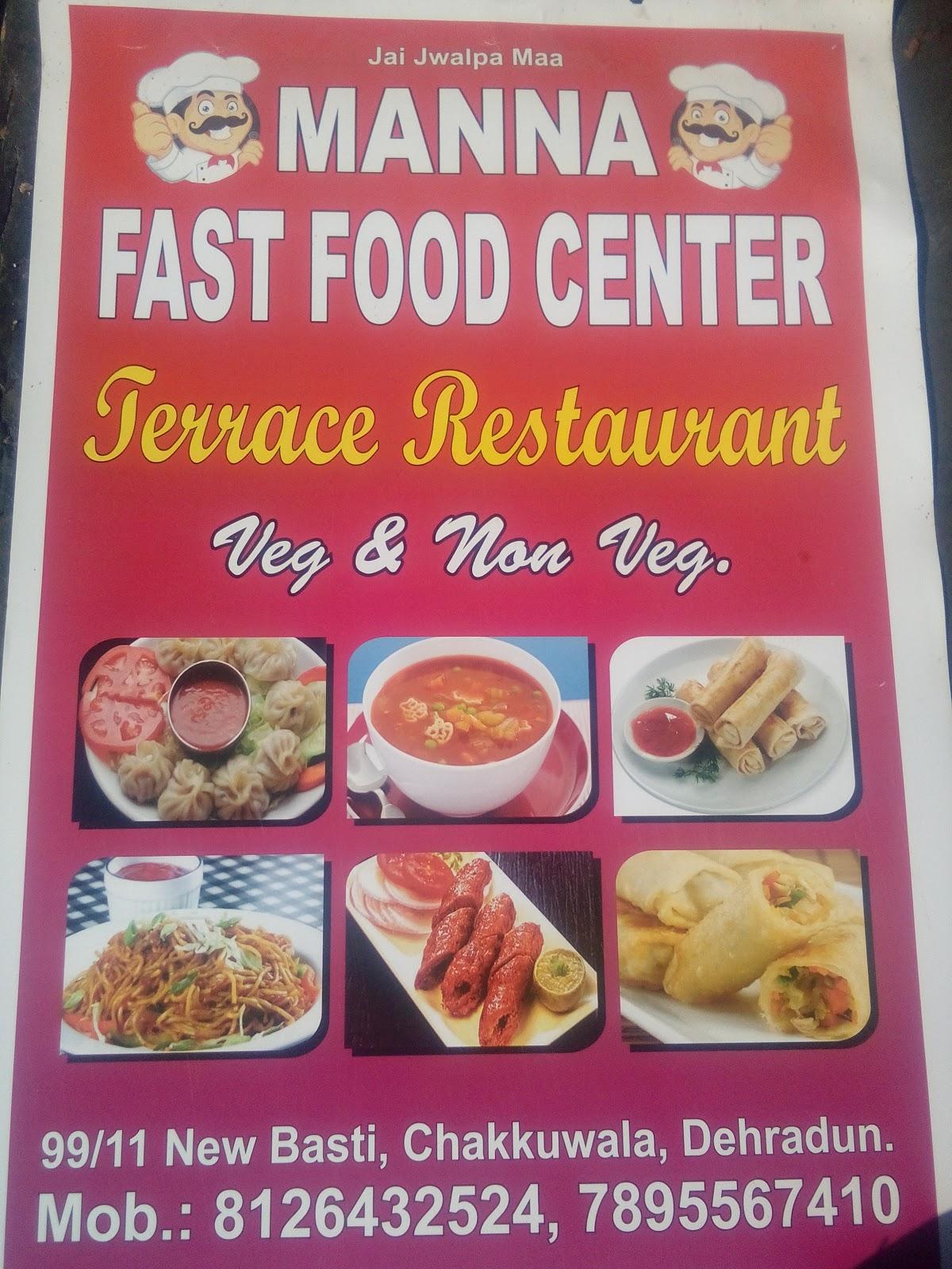 Menu at Manna Fast Food center, Dehradun