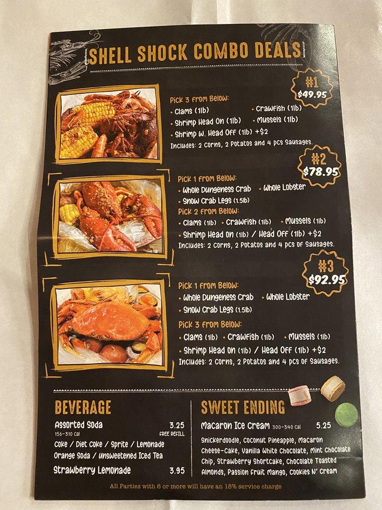 Menu at Shell Shock Seafood House restaurant, Alameda