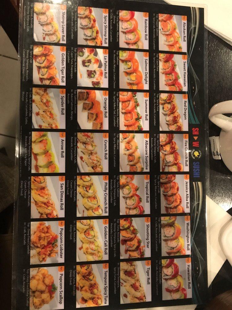 Menu at Show Sushi restaurant, San Dimas