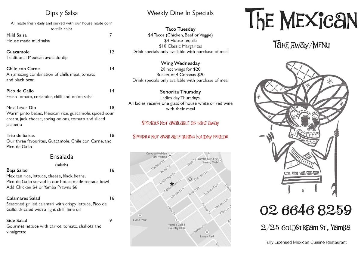 Menu at ThE MEXiCaN restaurant, Yamba