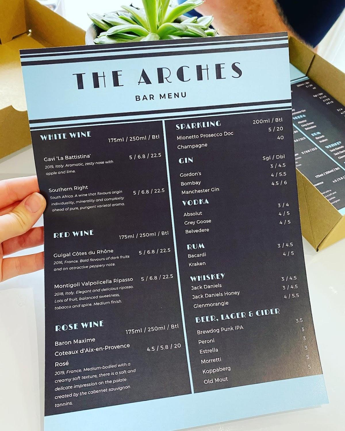 Menu at The Arches Artisan Market & Bar, Buxton