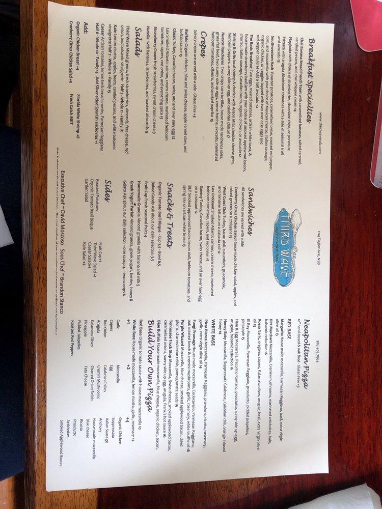 Menu at Third Wave Cafe & Wine Bar, New Smyrna Beach