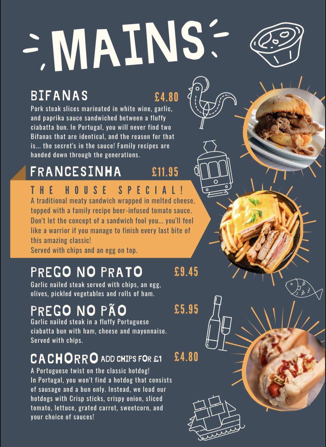 Menu at Ventura's restaurant, Goole